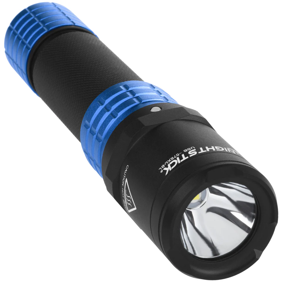 Buy Metal Dual-Light Rechargeable Flashlight w/Holster - Blue ...